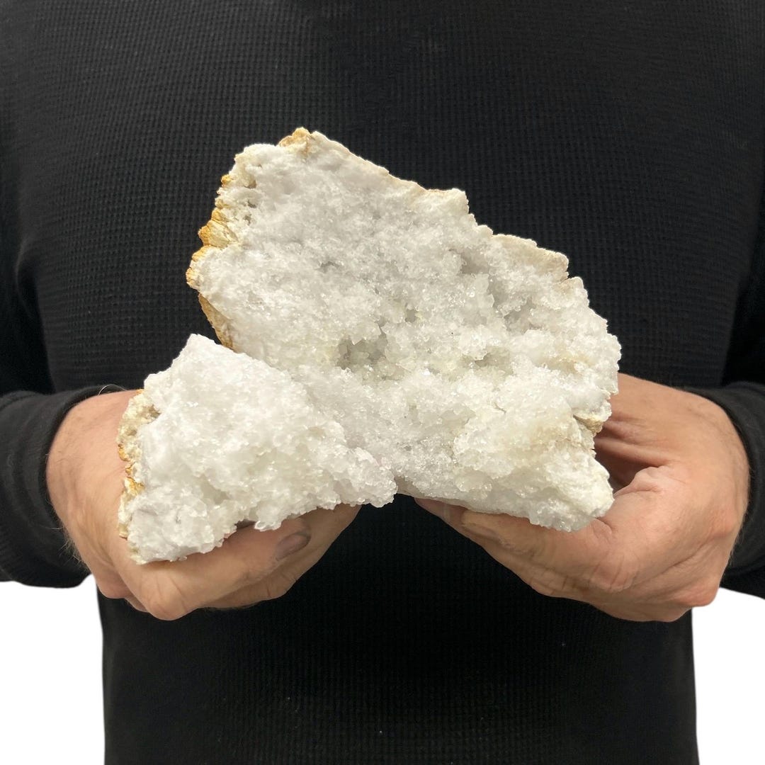 Large Natural Broken Moroccan Geode White | Clear Quartz Crystals 6” 2. ...
