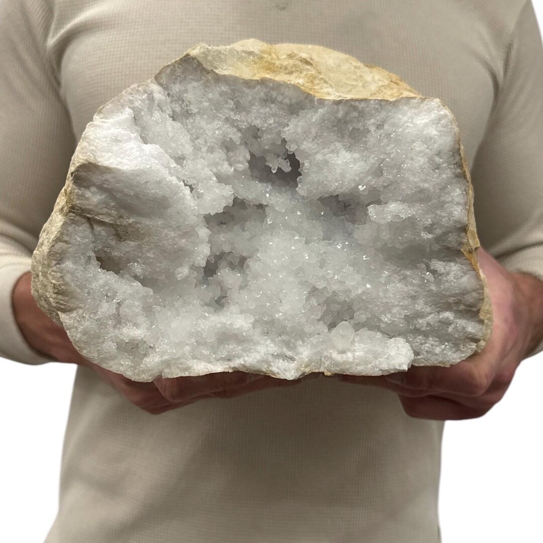 Large Natural Broken Moroccan Geode White | Clear Quartz Crystals 10 ...