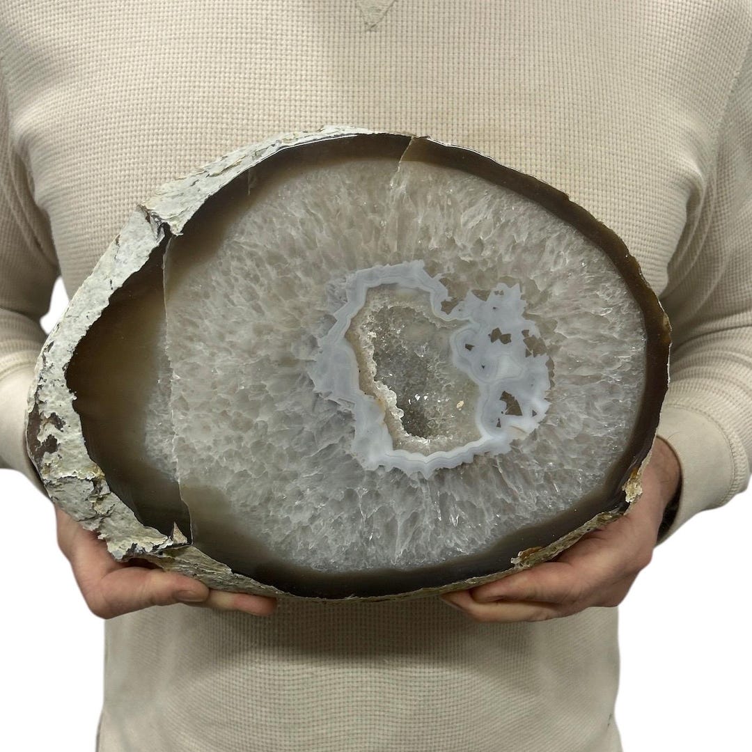 Large Agate Slab | Slice - Thick W/ Metal Stand - Natural Color 11.5 ...