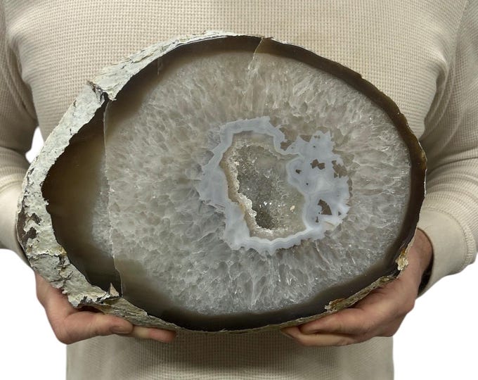Large Agate Slab | Slice - Thick W/ Metal Stand - Natural Color 11.5 ...