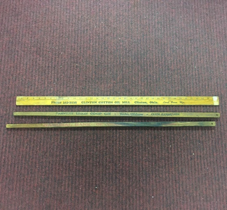 Set of 3 Oklahoma Yard Meter Stick Vintage Advertising Cotton Oil Mill ...