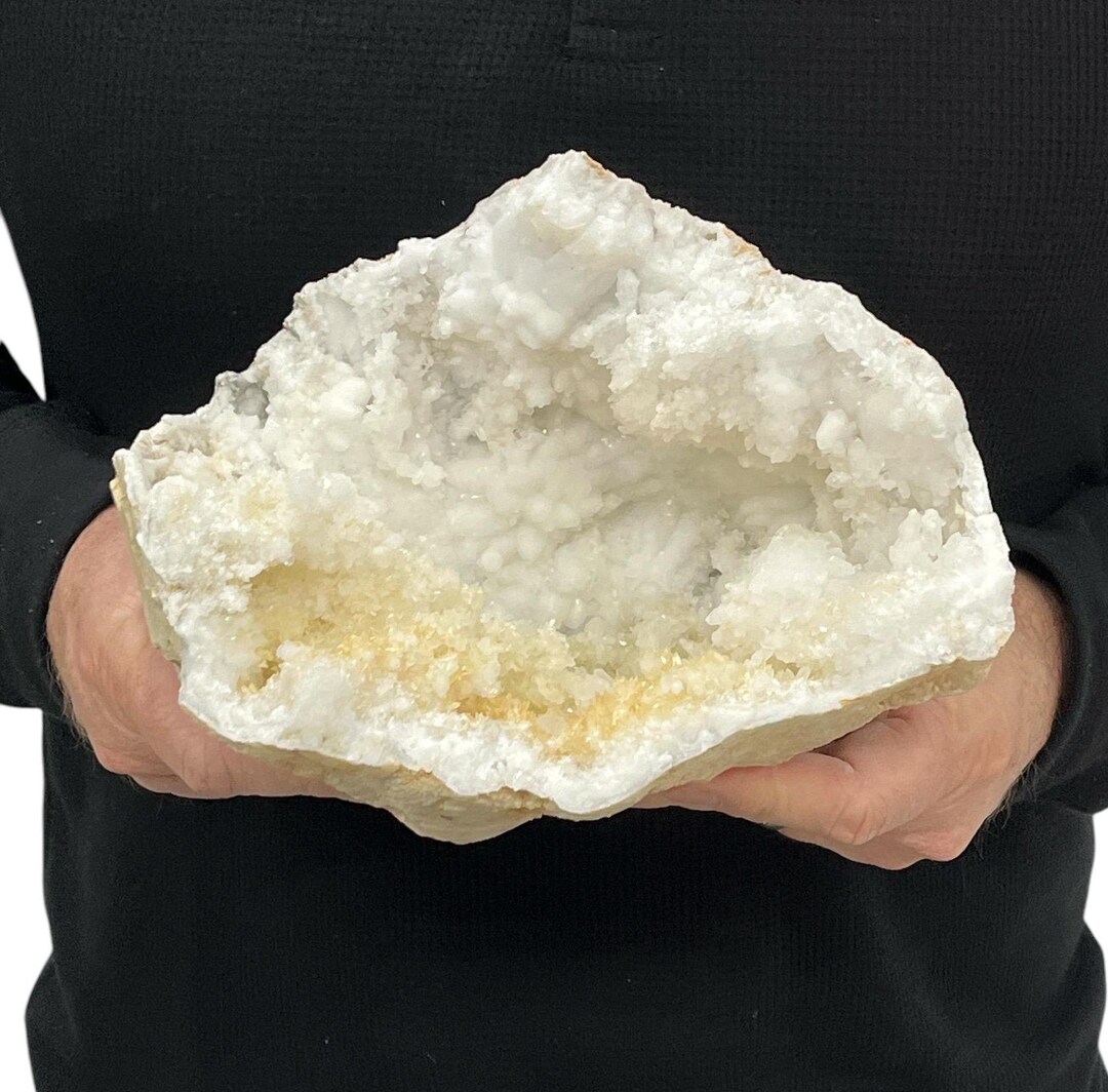 Large Natural Broken Moroccan Geode Druzy Cave White | Clear Quartz ...