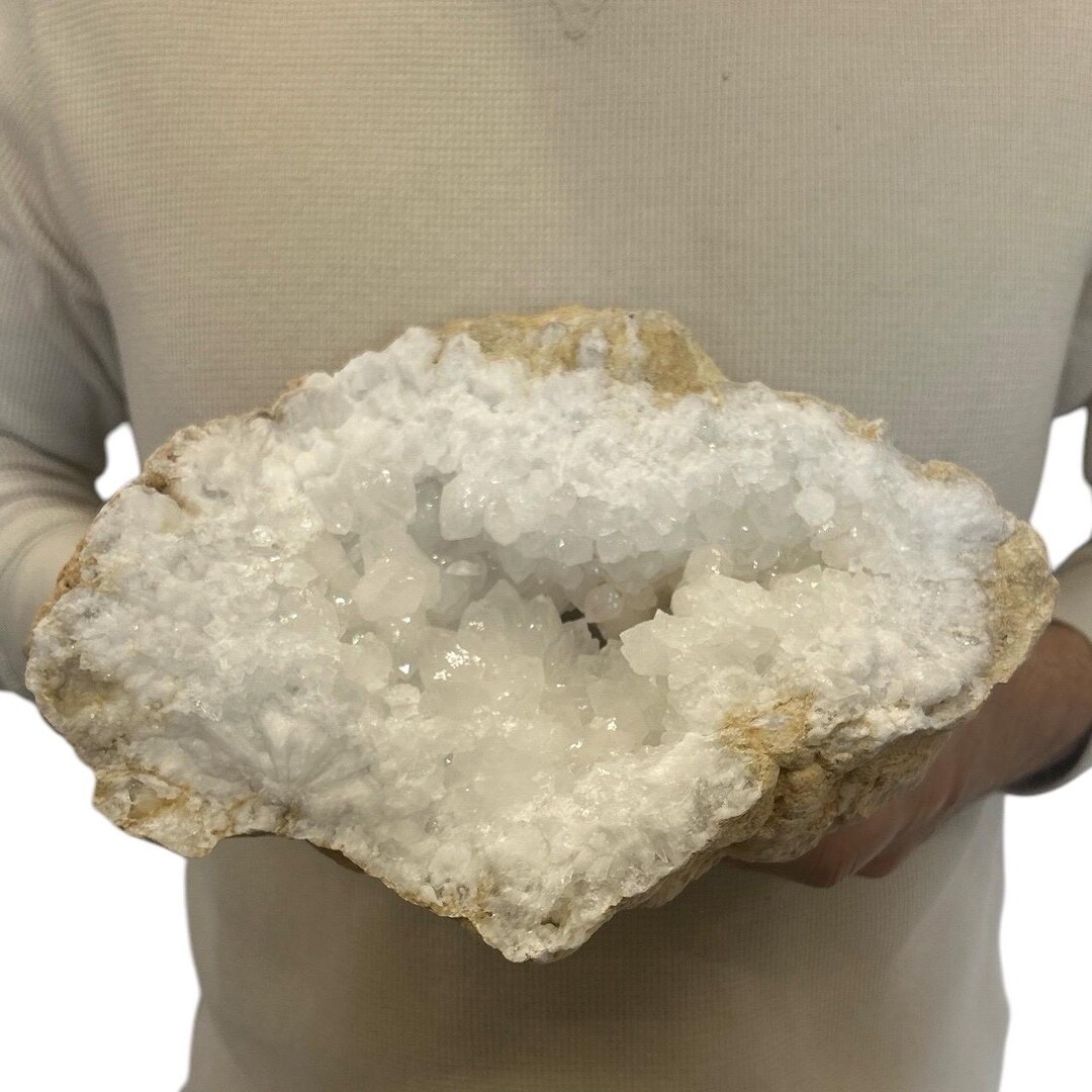 Huge Natural Broken Moroccan Geode Druzy Cave White Clear Quartz ...