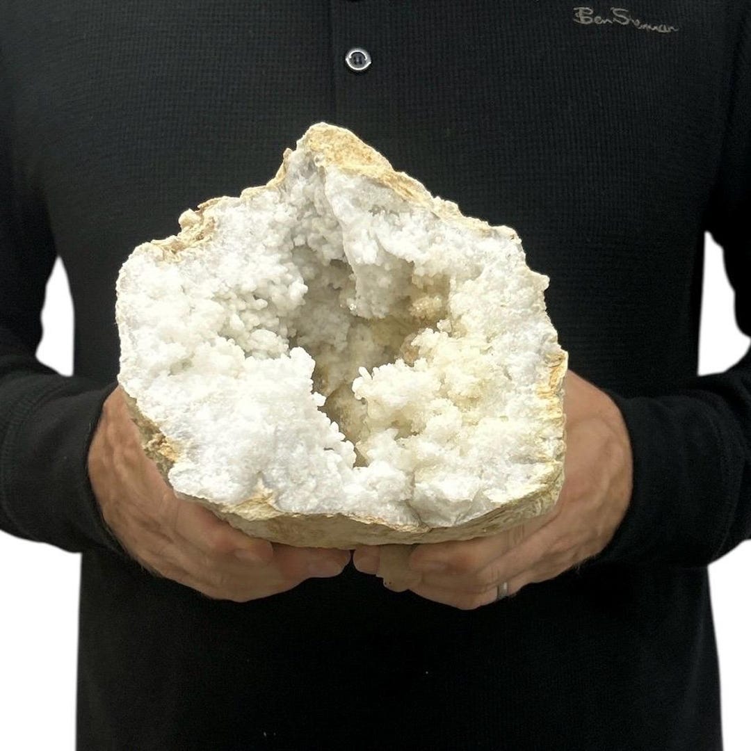 Large Natural Broken Moroccan Geode White | Clear Quartz Crystals 7” 10 ...