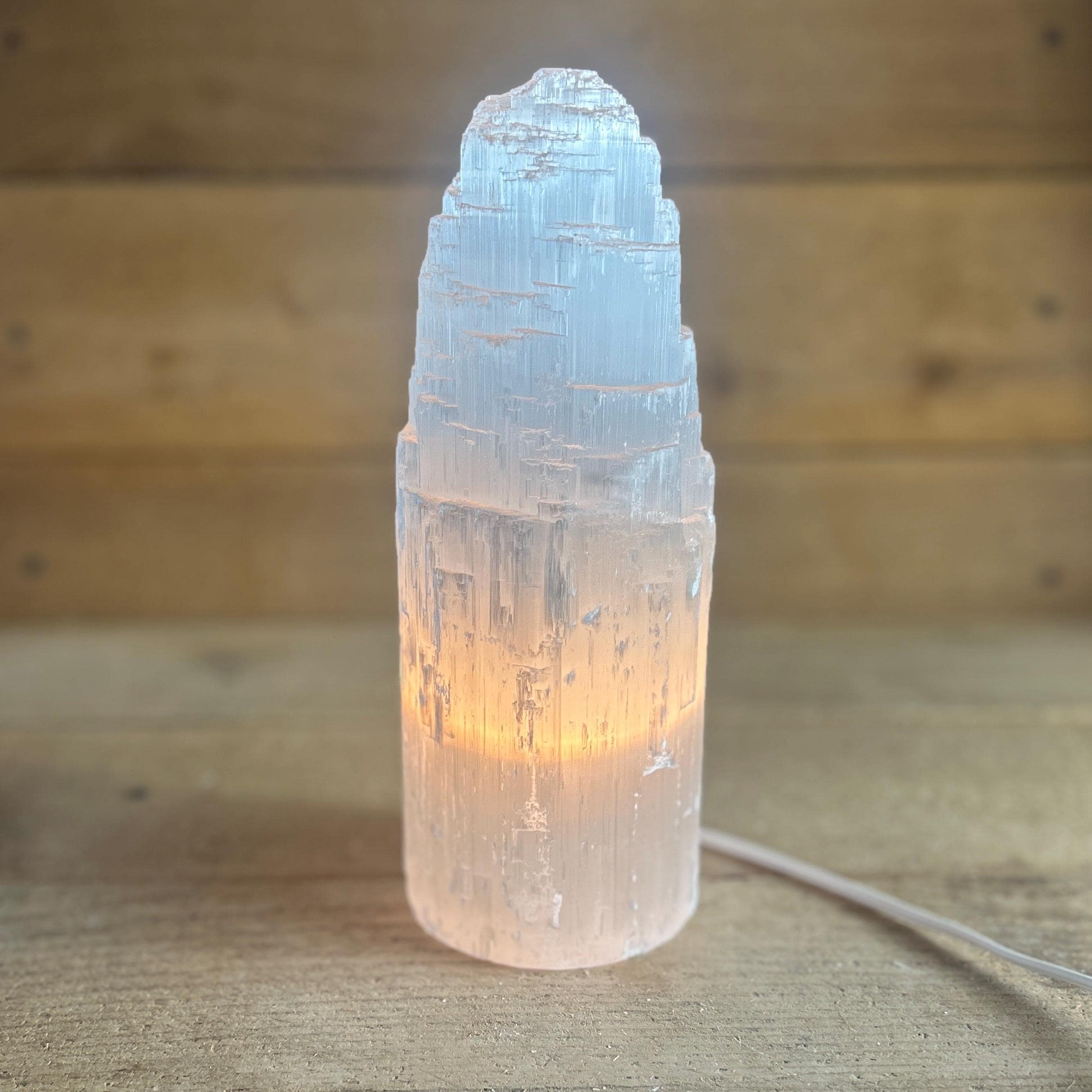 10” Large Selenite Crystal Skyscraper Lamp W/ Cord & Bulb - Etsy
