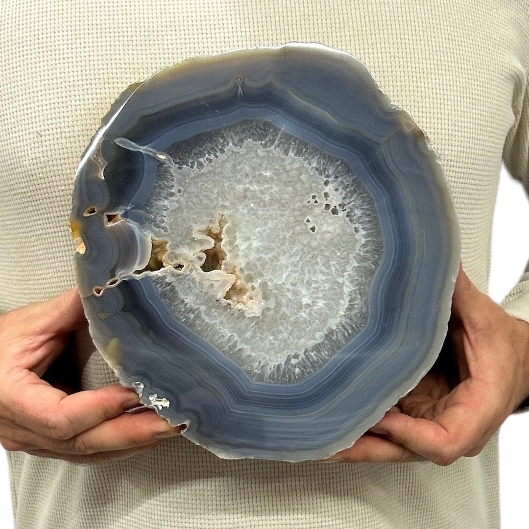 Large Agate Slab/slice Thick W/ Metal Stand Natural Color 9.5 - Etsy