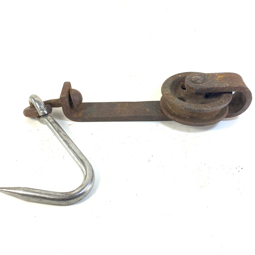 Rustic Old Antique Pulley With Hook - Cast Iron Metal 18.5" - Etsy