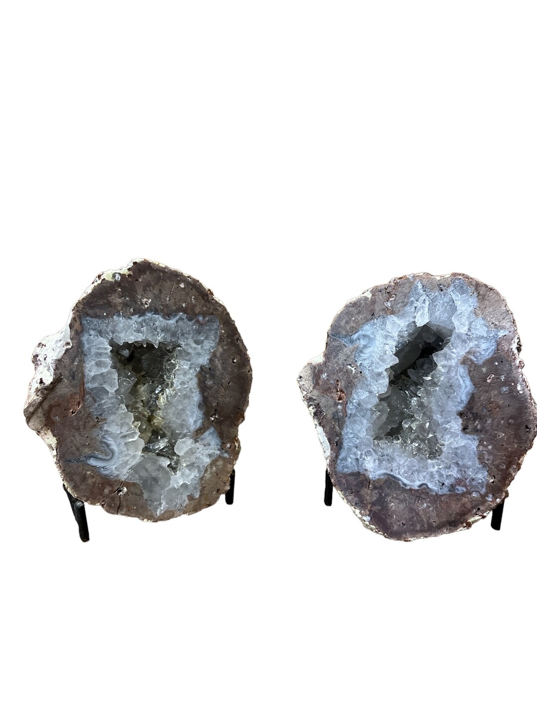 Large Cut Geode Pair 3.5" | Crystal Canyon Geode W/ 2 Small Stands - Etsy