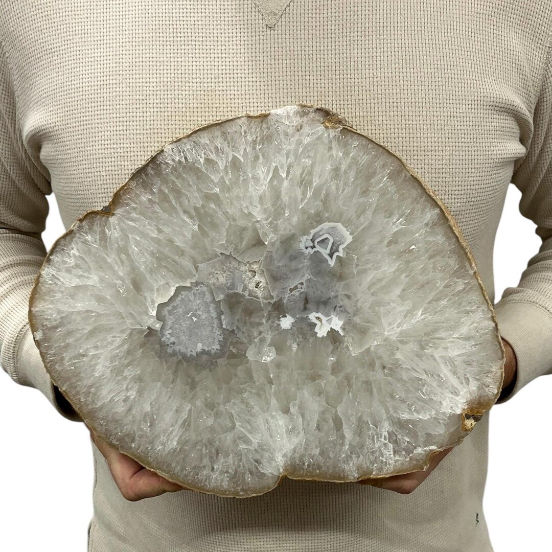 Large Agate Slab Slice Thick W/ Metal Stand Natural Clear Color 12 ...