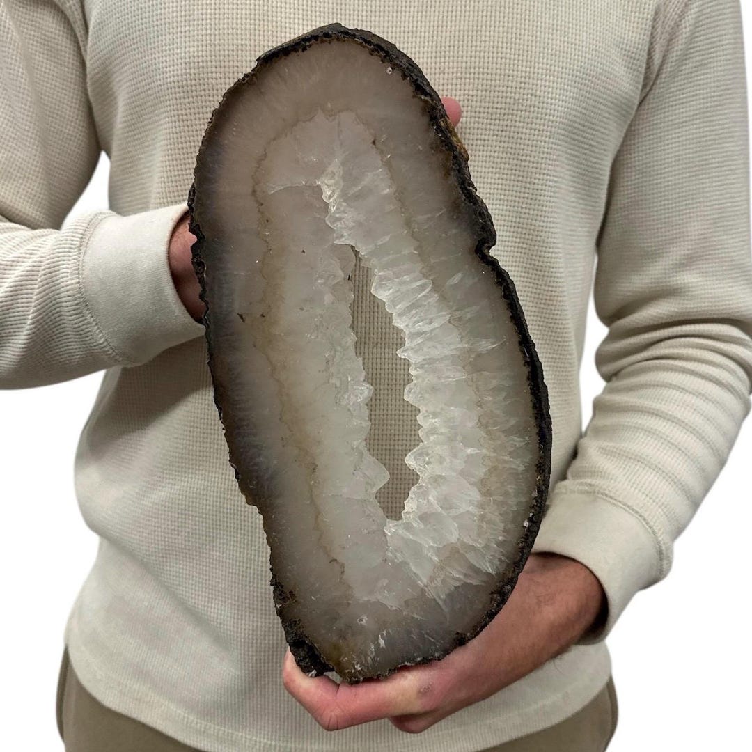 Large Agate Slab Slice Thick W/ Metal Stand Natural Brown Clear Color ...