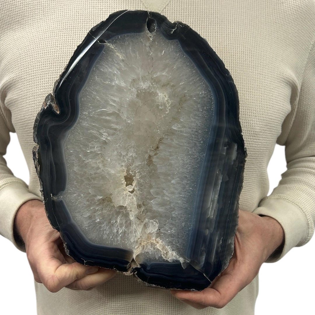 Large Agate Slab | Slice - Thick W/ Metal Stand - Natural Brown Color ...