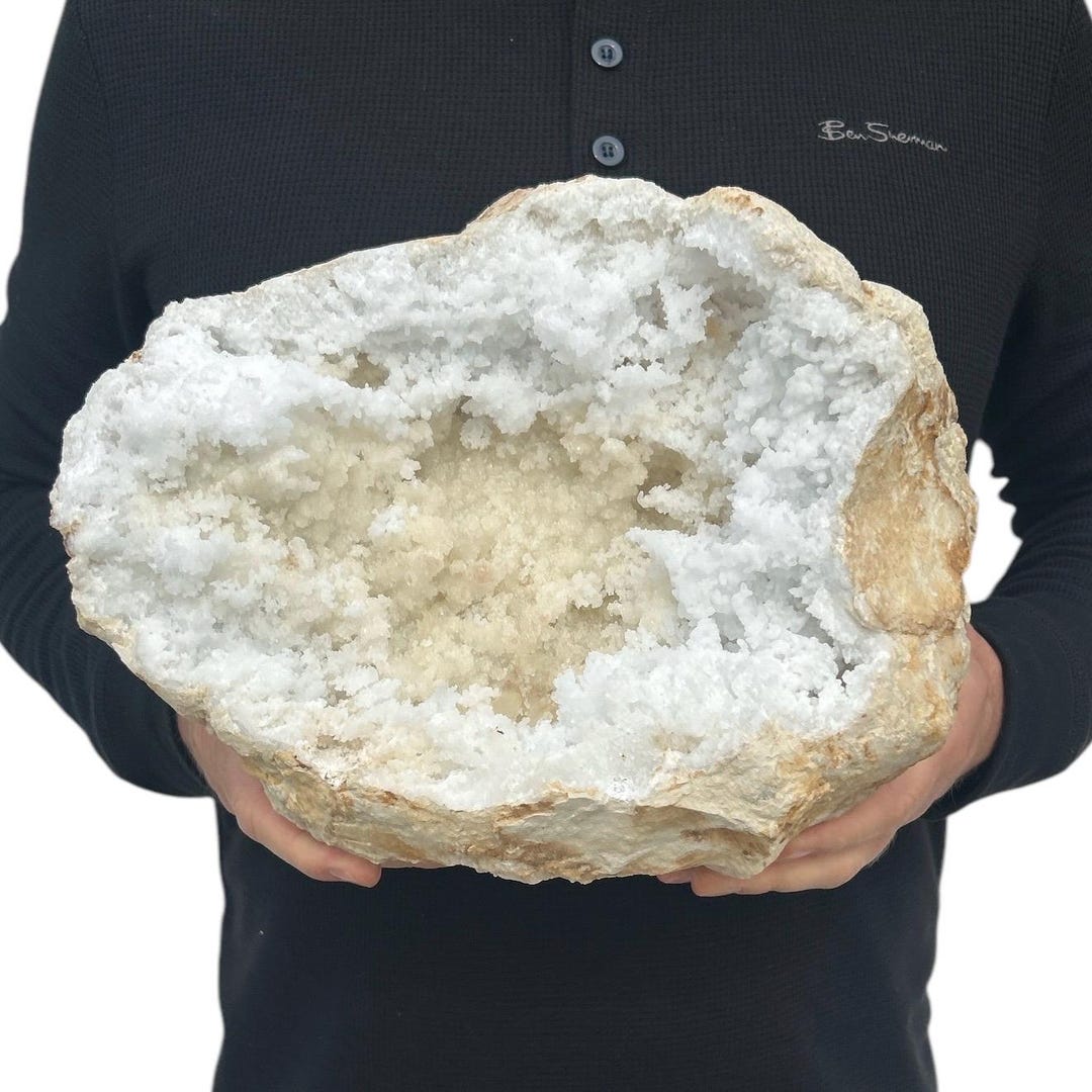 Large Natural Broken Moroccan Geode White | Clear Quartz Crystals 11 ...