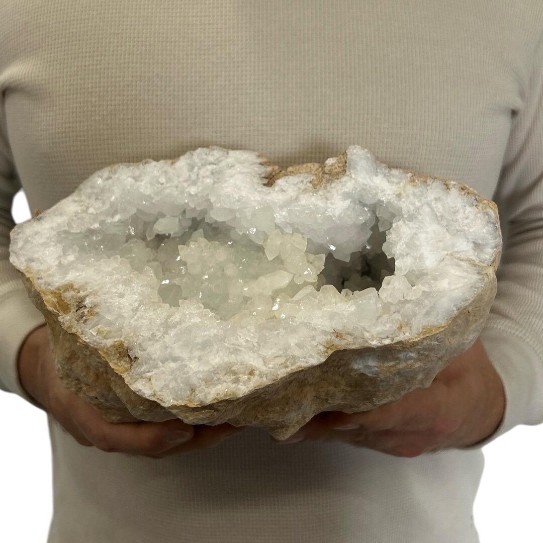 Huge Natural Broken Moroccan Geode White | Clear Quartz Crystals 9.5 ...