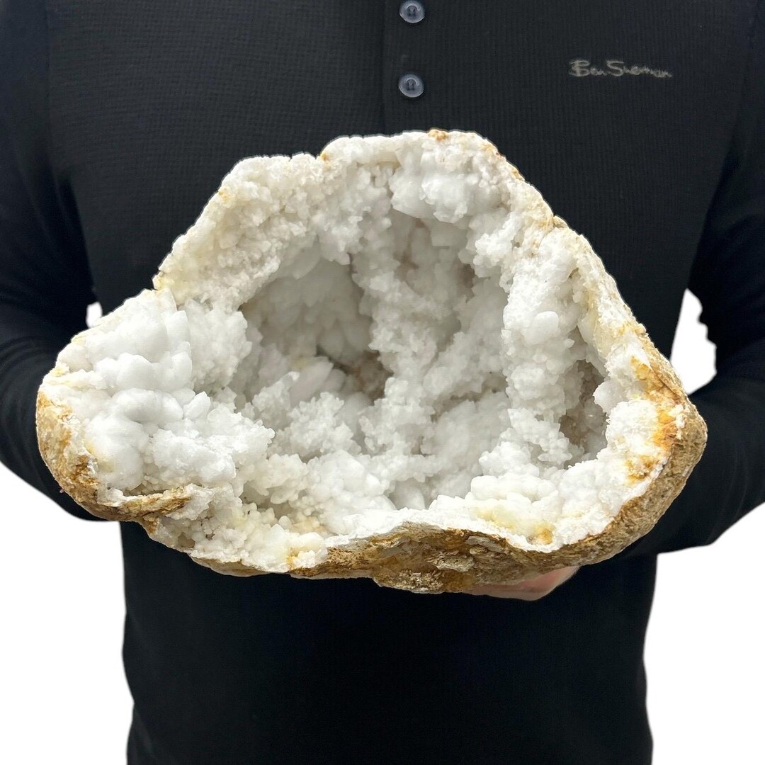 Large Natural Broken Moroccan Geode White Clear Quartz Crystals 8.5 11. ...