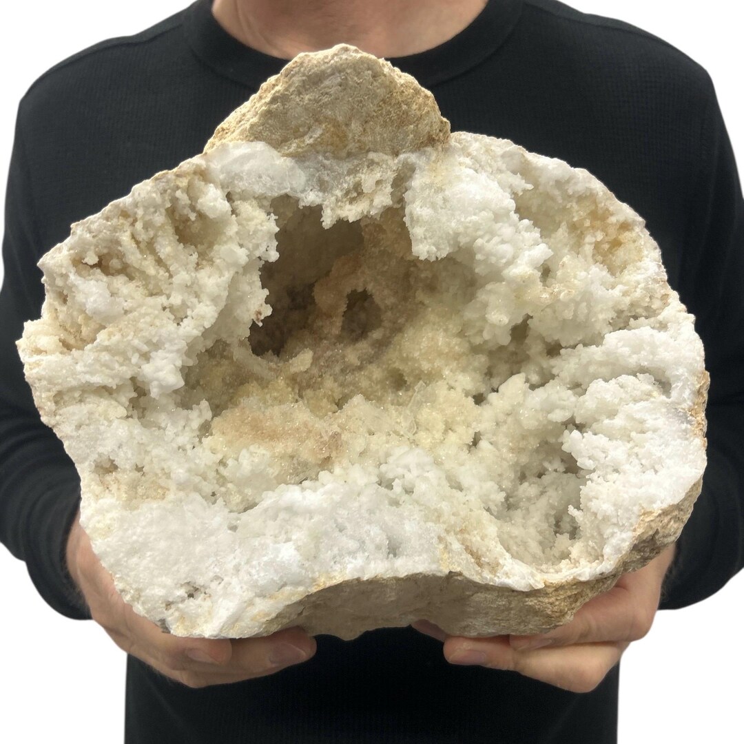 Large Natural Broken Moroccan Geode White | Clear Quartz Crystals 8” 11 ...