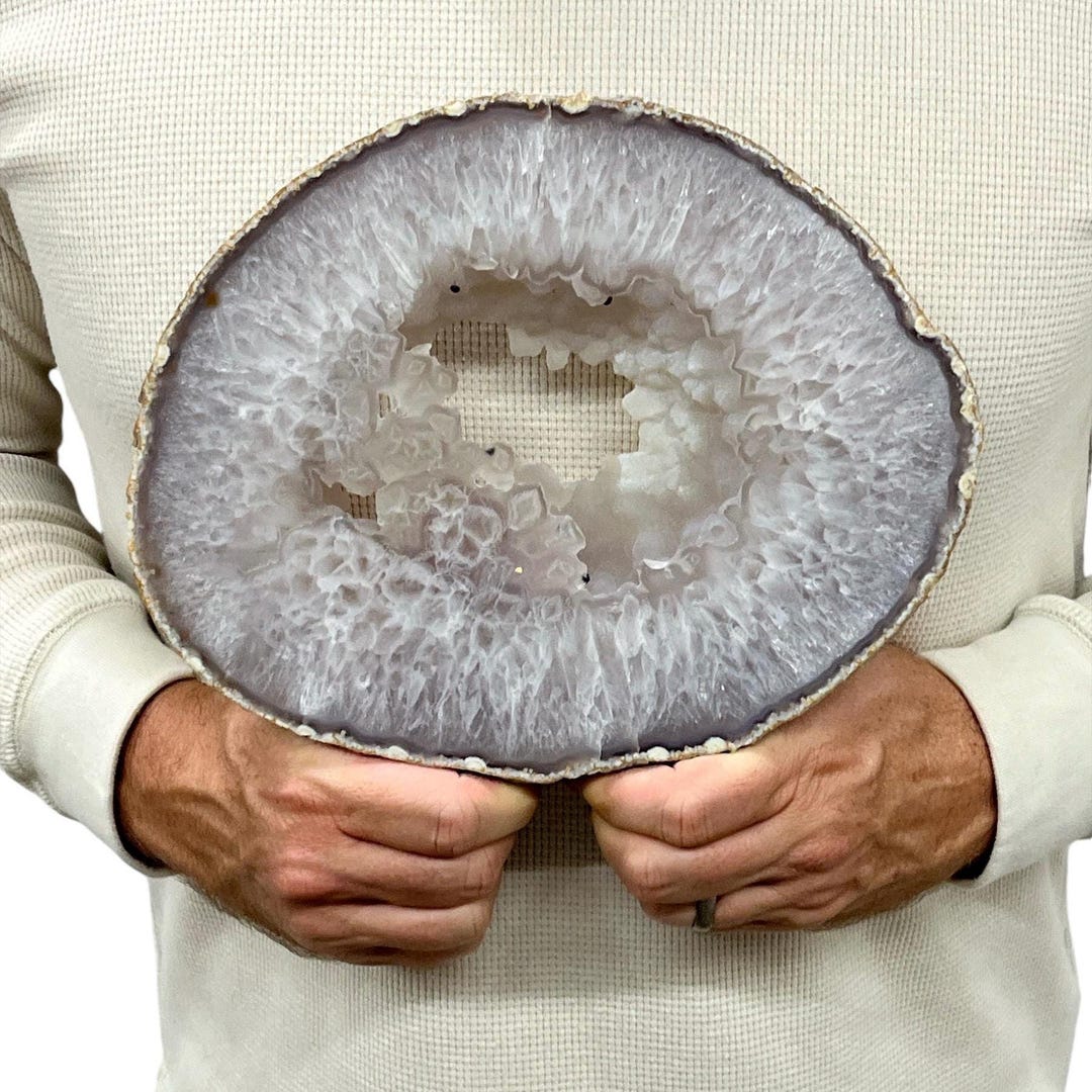 Large Agate Slab/slice Thick W/ Metal Stand Natural Color 11.5 Polished ...