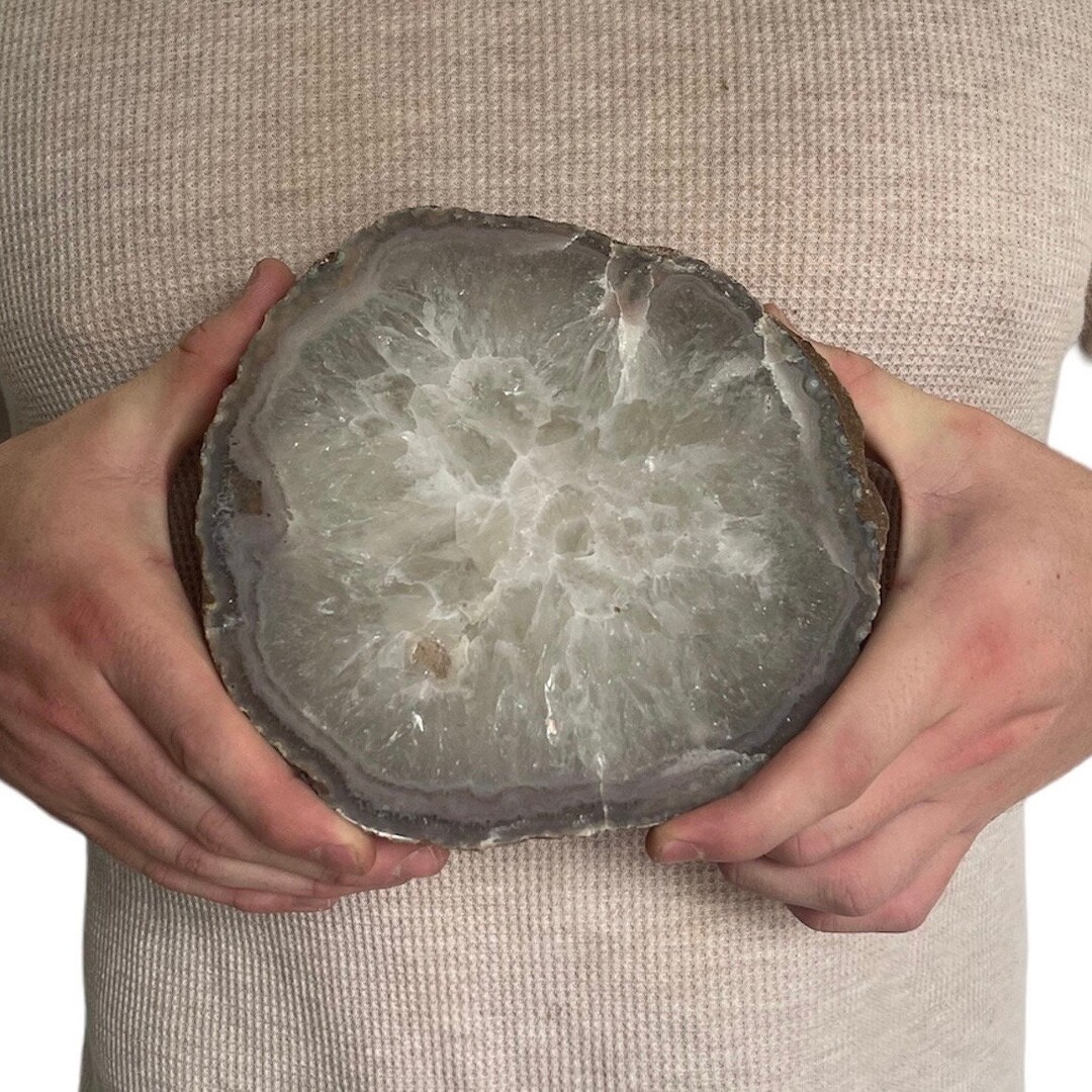 Large Agate Slab/slice Thick W/ Metal Stand Natural Color 6.75 - Etsy