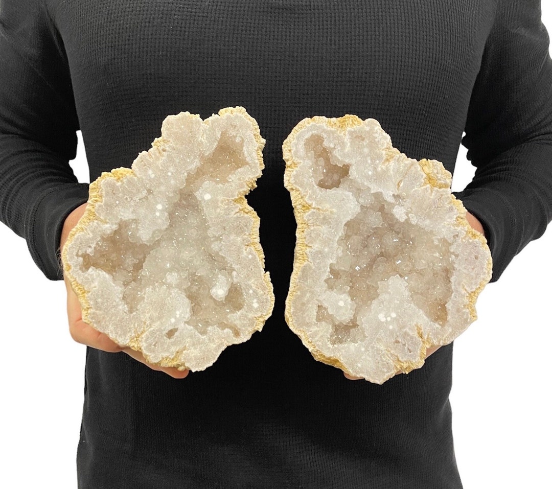 Large 6 Saw Cut Geode Half Pairs Moroccan Druzy Crystals - Etsy