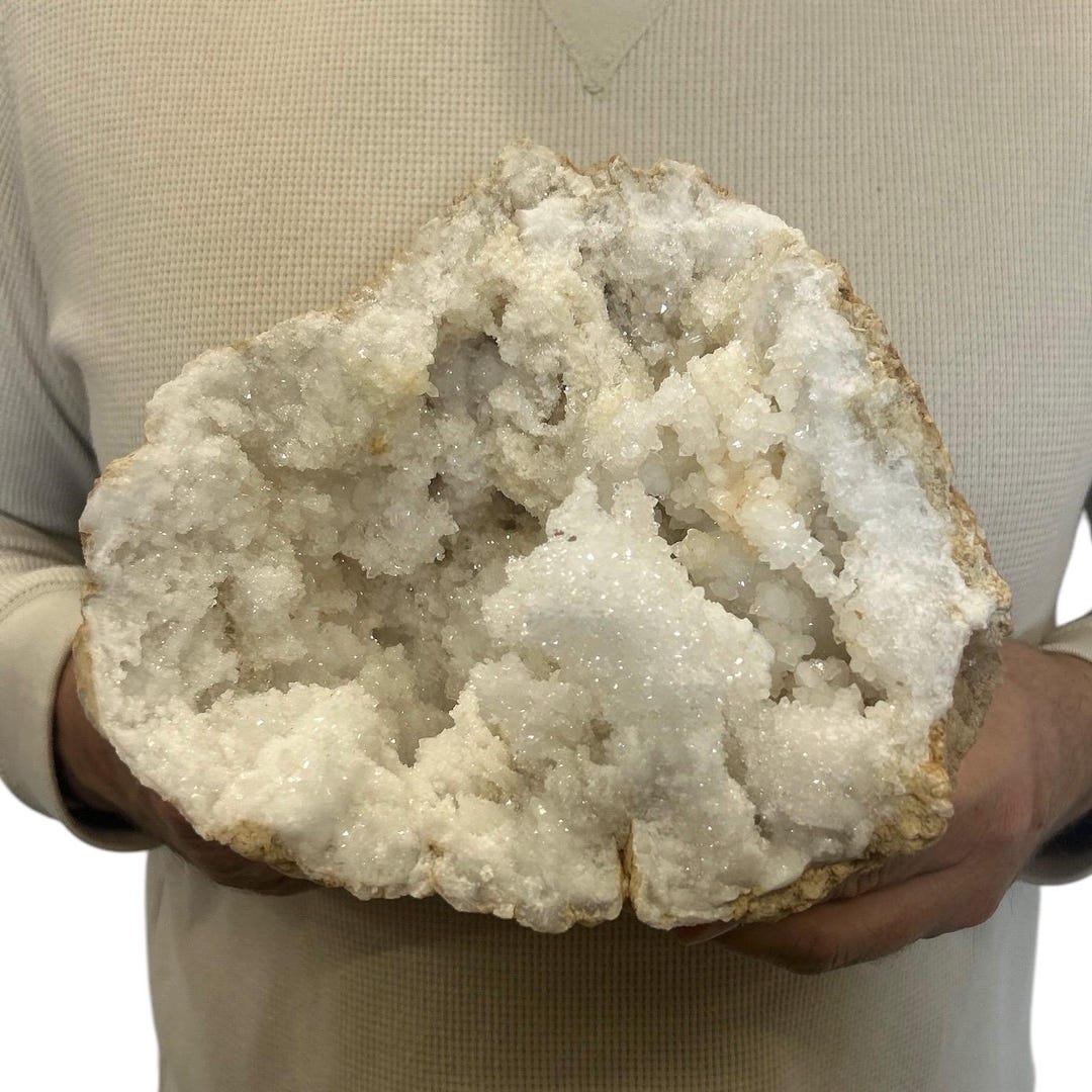 Large Natural Broken Moroccan Geode Druzy Cave White | Clear Quartz ...
