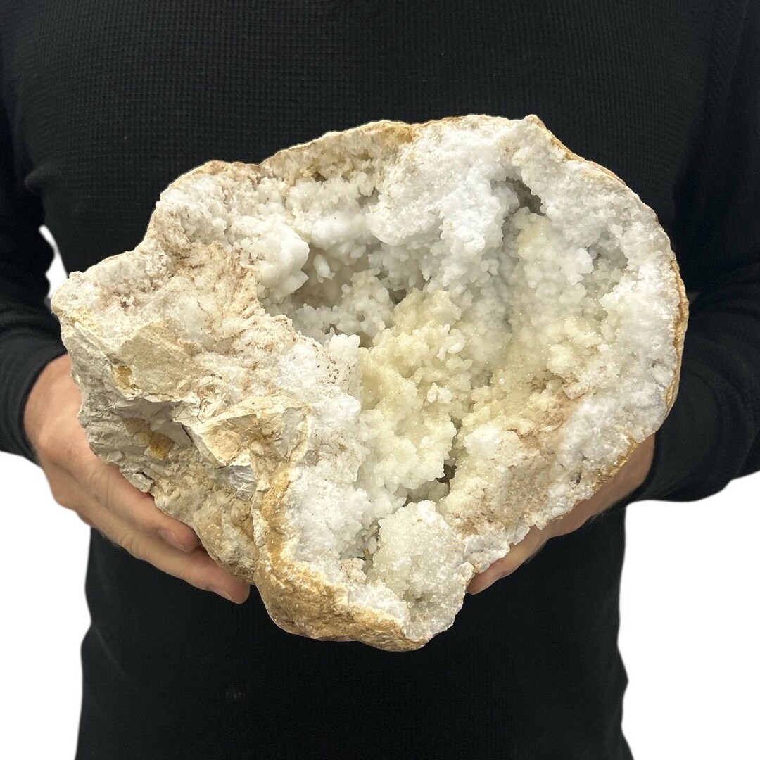 Large Natural Broken Moroccan Geode White | Clear Quartz Crystals 10 ...