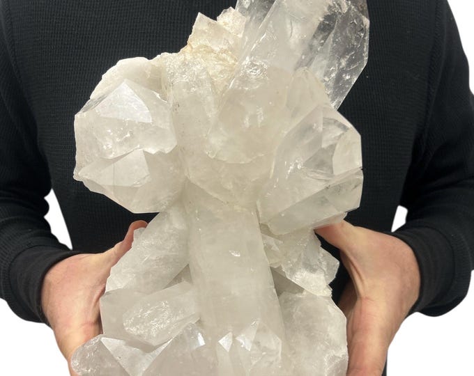 Huge Natural Quartz Cluster - Beautiful Clear Point Crystals 13” 14.55 ...