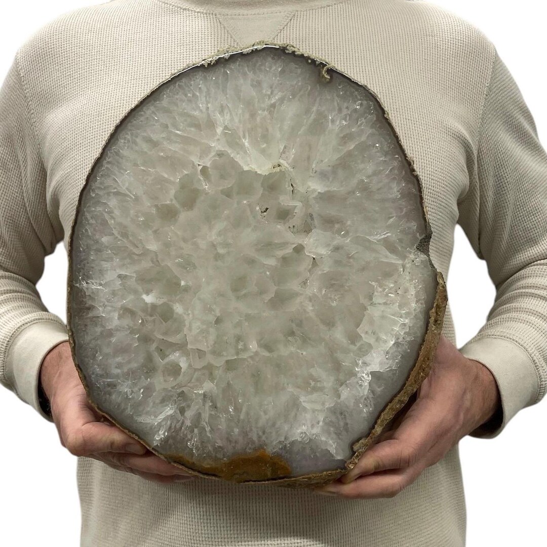 Large Agate Slab | Slice - Thick W/ Metal Stand - Natural Color 12.5 ...