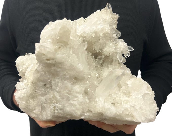 Huge Natural Quartz Cluster - Beautiful Clear Point Crystals 10.5” 17. ...