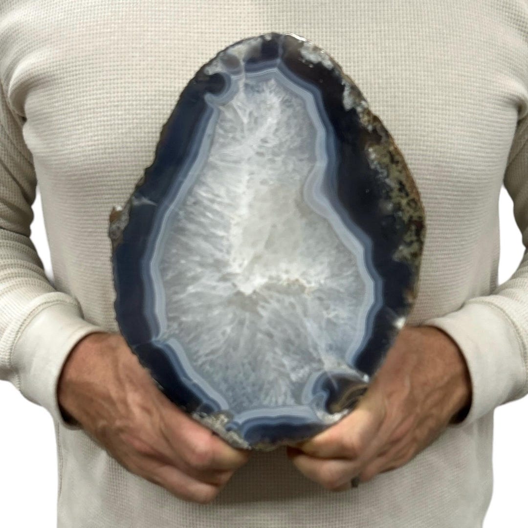 Large Agate Slab/slice Thick W/ Metal Stand Natural Color 11 - Etsy