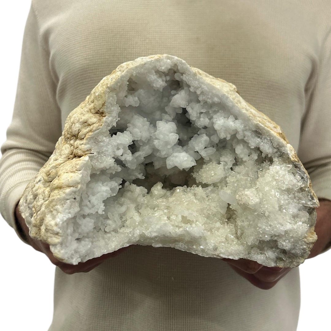 Large Natural Broken Moroccan Geode White Clear Quartz Crystals 10 13. ...