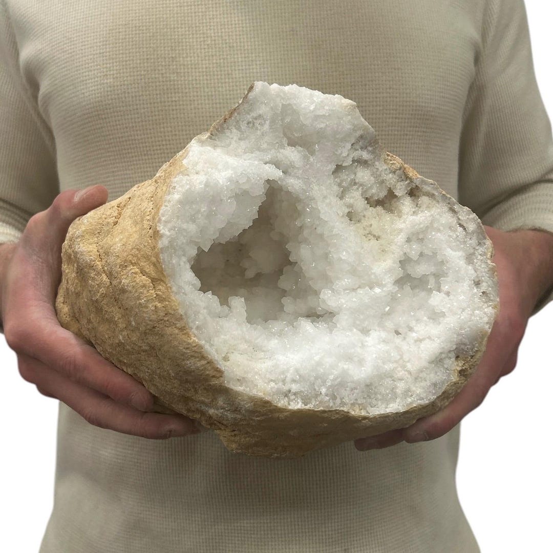 Large Natural Broken Moroccan Geode White Clear Quartz Crystals 10 15. ...