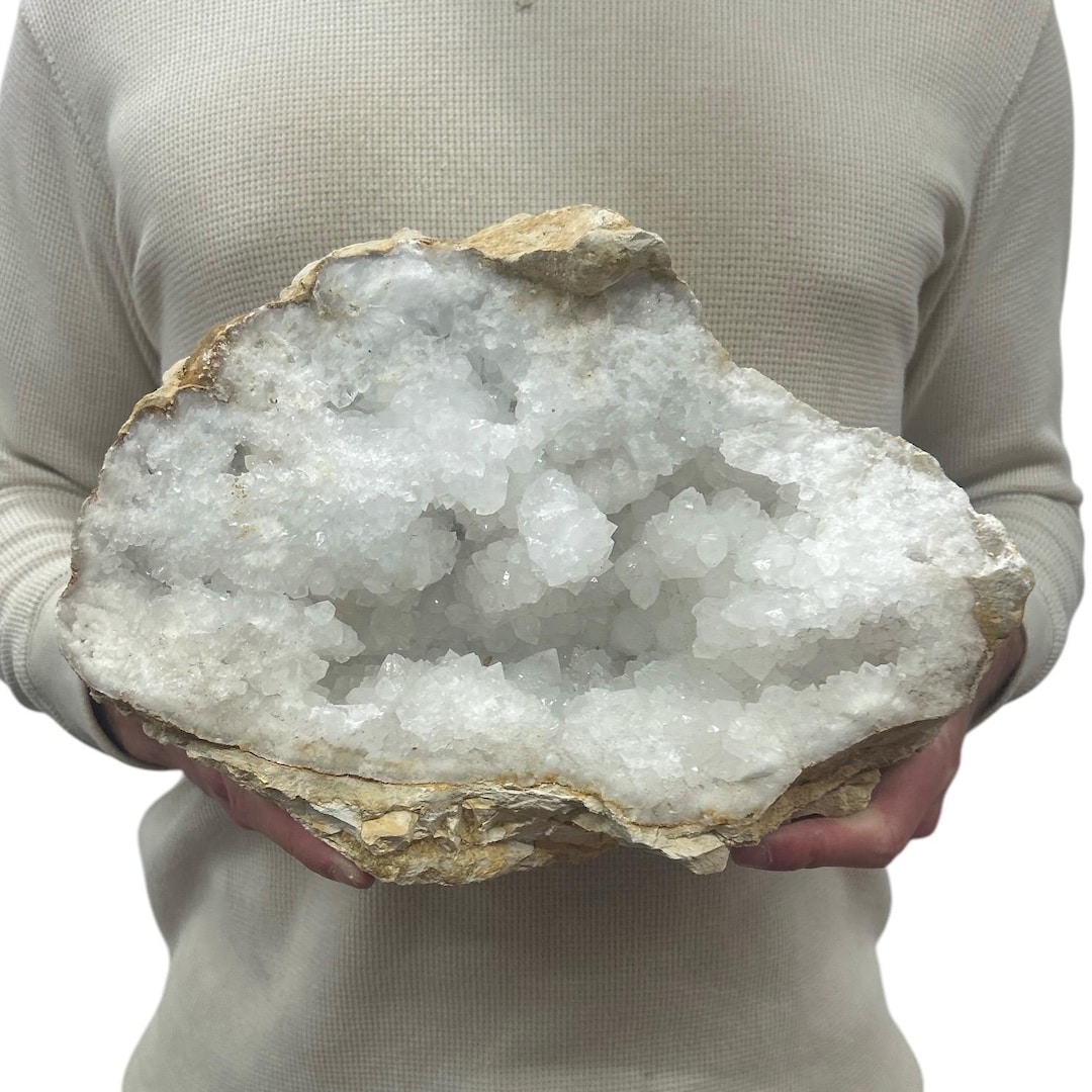 Large Natural Broken Moroccan Geode White | Clear Quartz Crystals 10.5 ...