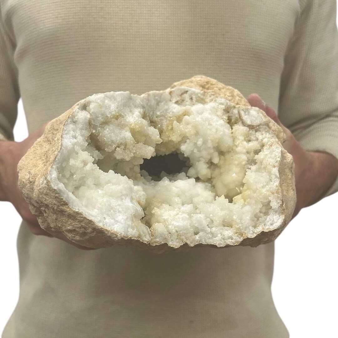 Large Natural Broken Moroccan Geode White | Clear Quartz Crystals 11 ...
