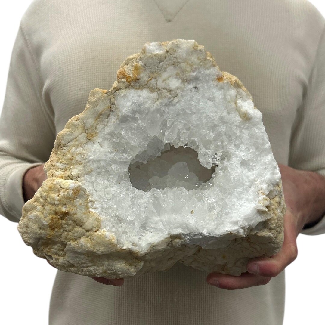 Large Natural Broken Moroccan Geode White Clear Quartz Crystals 8.5 14. ...