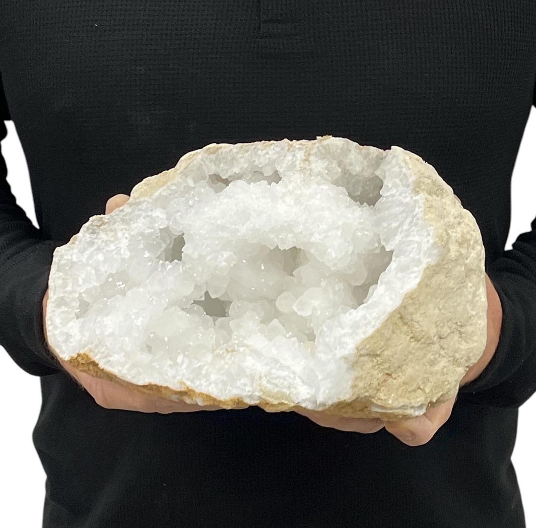 Huge Natural Broken Moroccan Geode White | Clear Quartz Crystals 9.5 ...