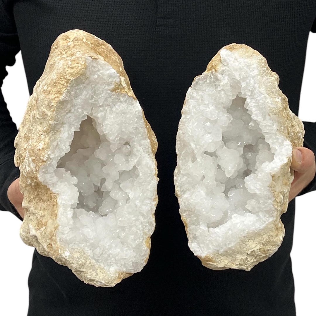 Huge Natural Broken Moroccan Geode Pair Beautiful Clear | White ...