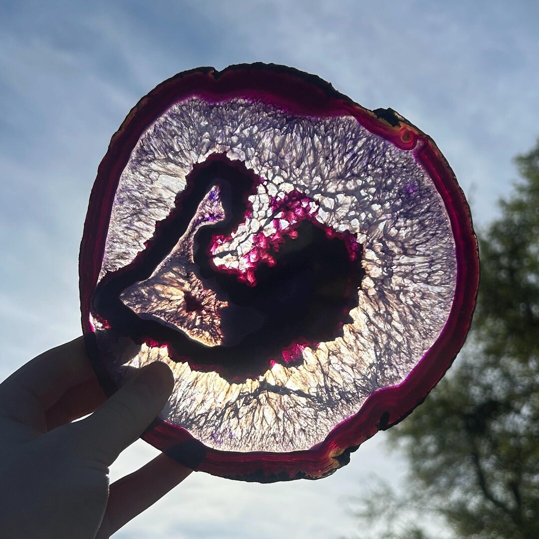 Large Agate Slab Slice W/ Metal Stand - Purple Colors 6.5” | Home ...