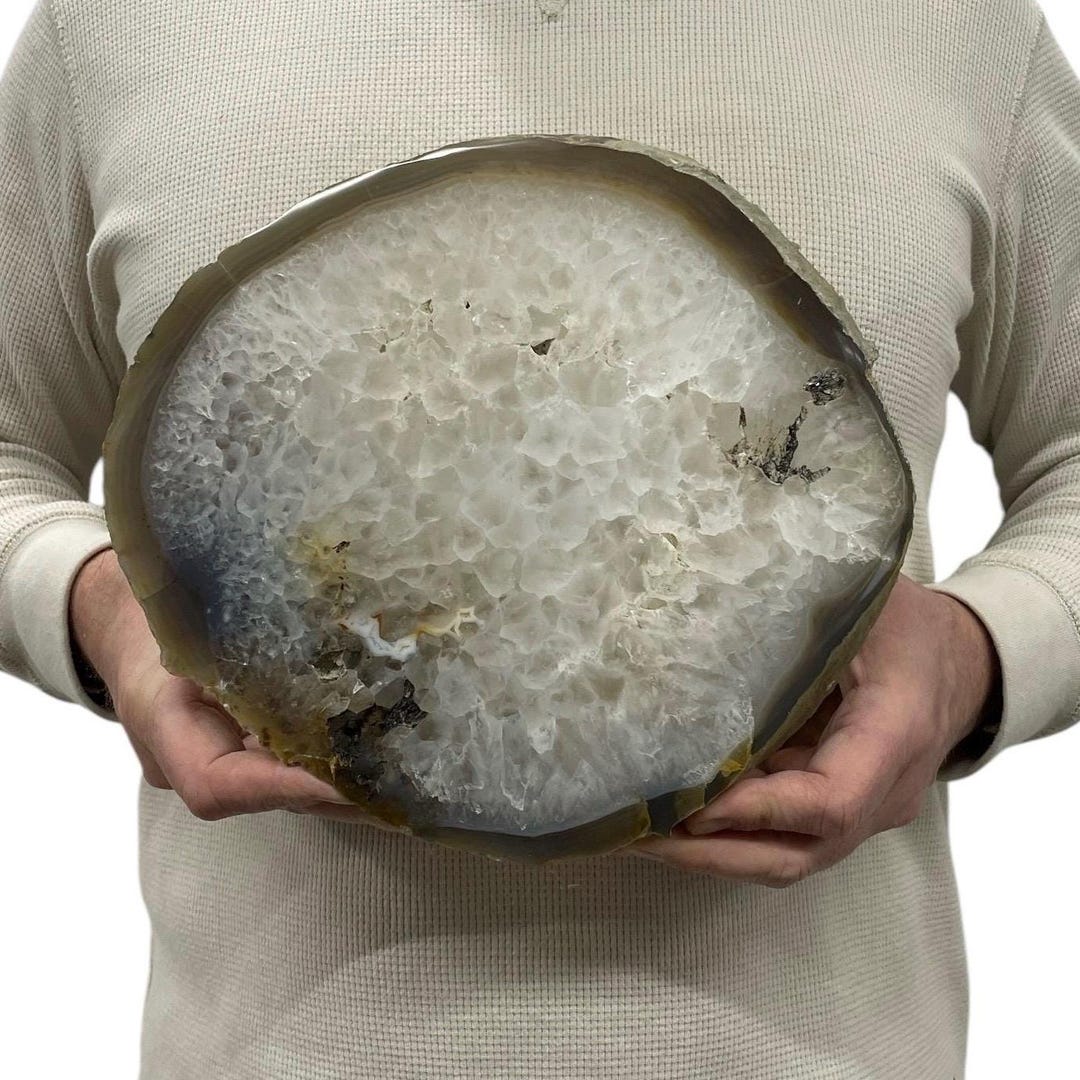 Large Agate Slab | Slice - Thick W/ Metal Stand - Natural Color 10 ...