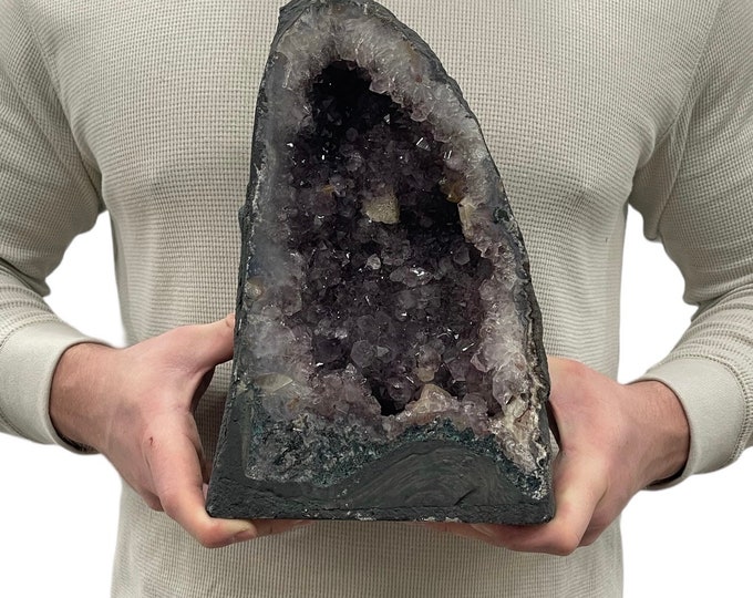 Natural Dark Purple Amethyst Cathedral 14.75 Lbs Standing Geode Cave ...