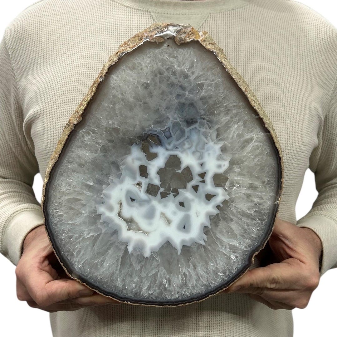 Large Agate Slab | Slice - Thick W/ Metal Stand - Natural Brown Color ...