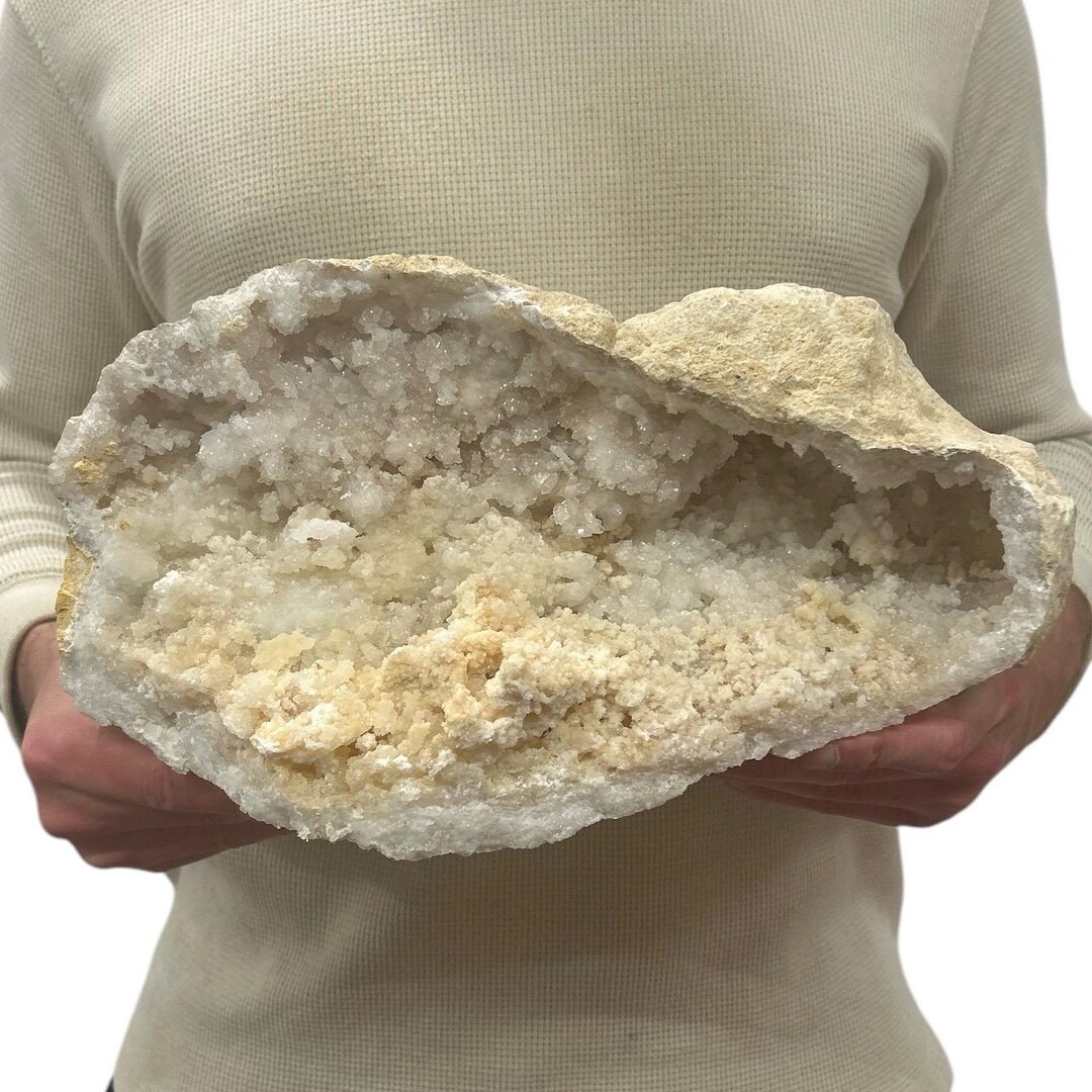 Large Natural Broken Moroccan Geode White Clear Quartz Crystals 13 11. ...