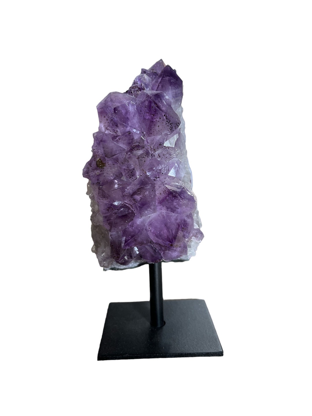 Amethyst Natural Druzy on Metal Rod Pin Stand 7” Home Office Decor ...