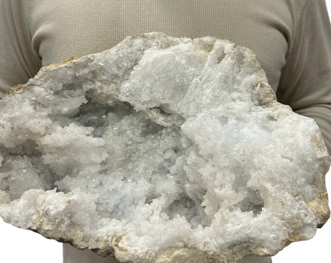 Huge Natural Broken Moroccan Geode White | Clear Quartz Crystals 13” 18 ...