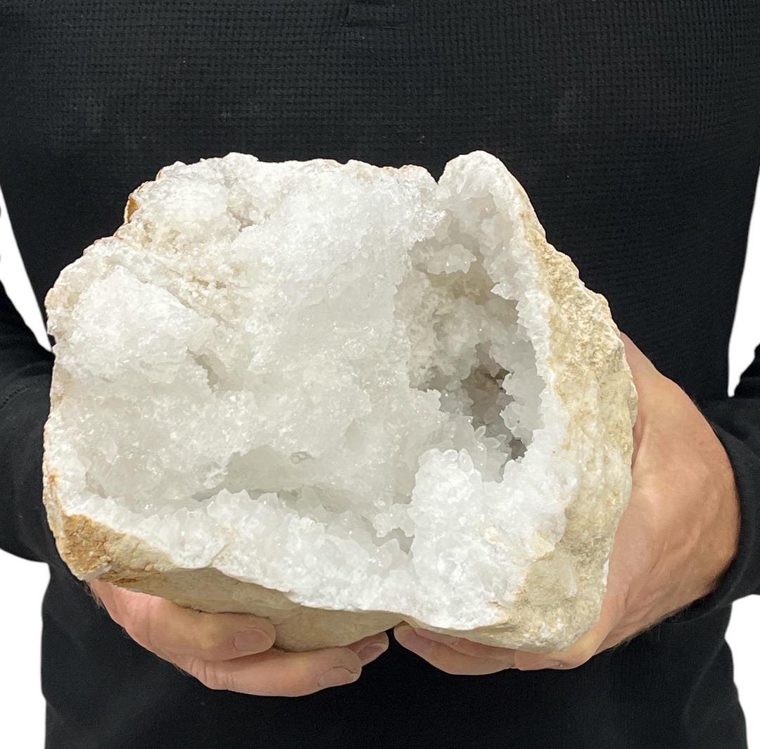 Huge Natural Broken Moroccan Geode White Clear Quartz Crystals 7.25 13. ...