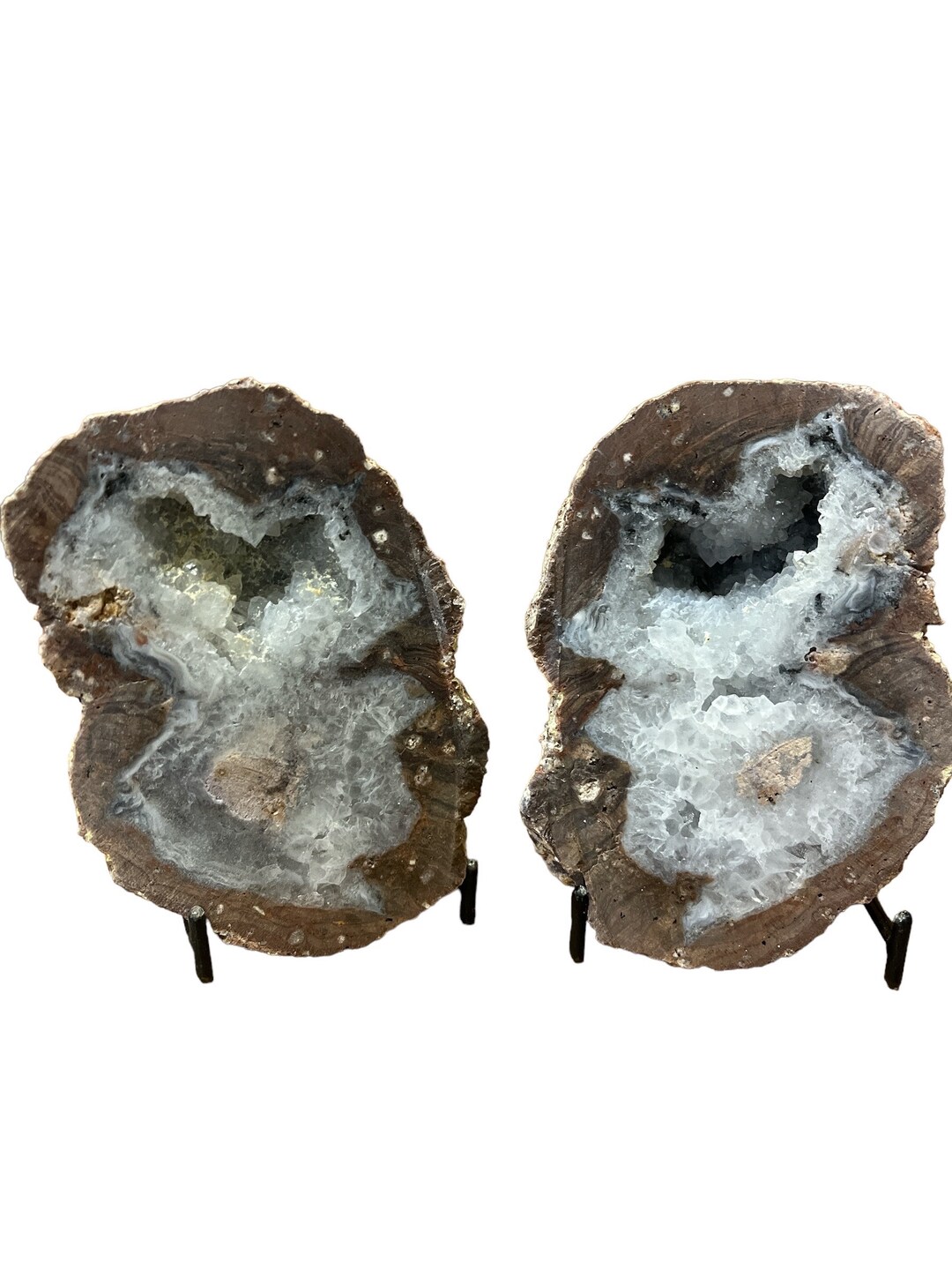 Large Cut Geode Pair 3.5" | Crystal Canyon Geode W/ 2 Small Stands - Etsy