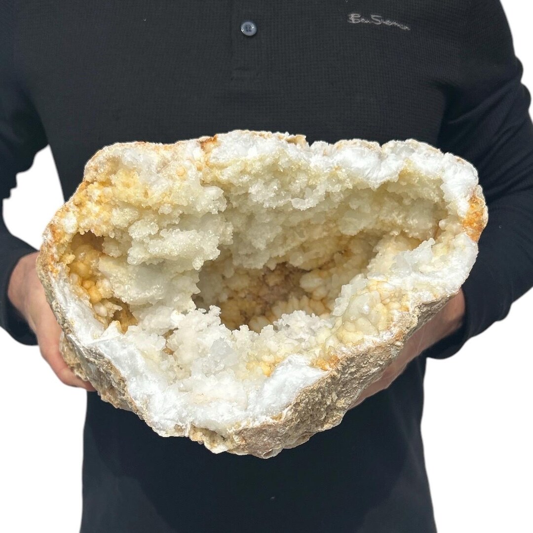 Large Natural Broken Moroccan Geode White | Clear Quartz Crystals 10 ...