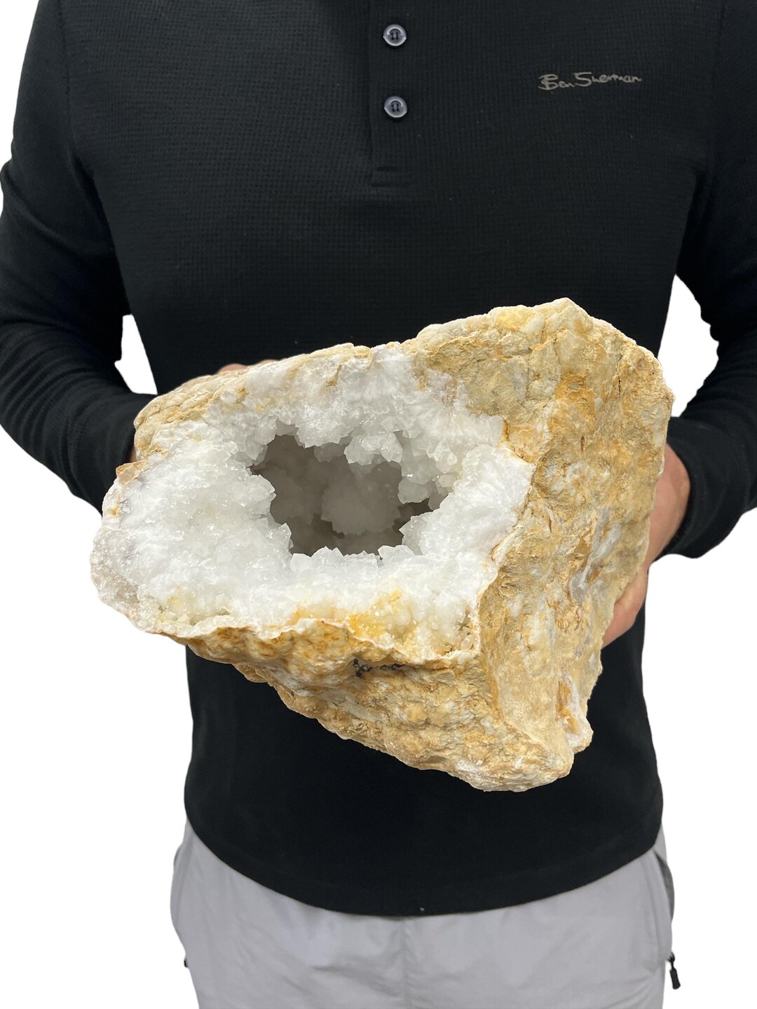 Huge Natural Broken Moroccan Geode White | Clear Crystals 11.5” 17.75 ...