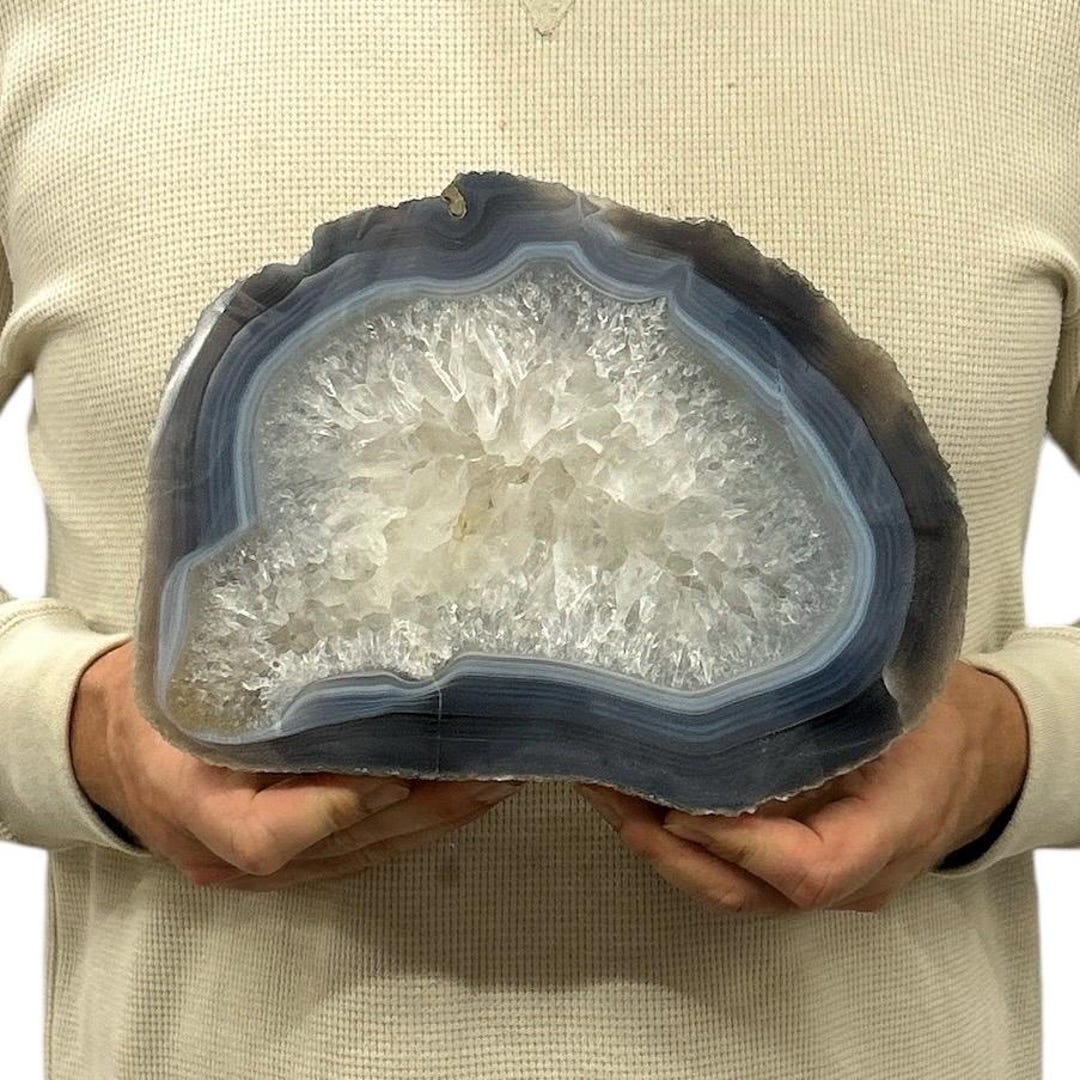 Large Agate Slab Slice Thick W/ Metal Stand Natural Color 10 Polished ...