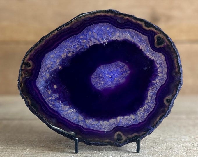 Large Agate Slab Slice W/ Metal Stand - Purple Colors 6.5” | Home ...