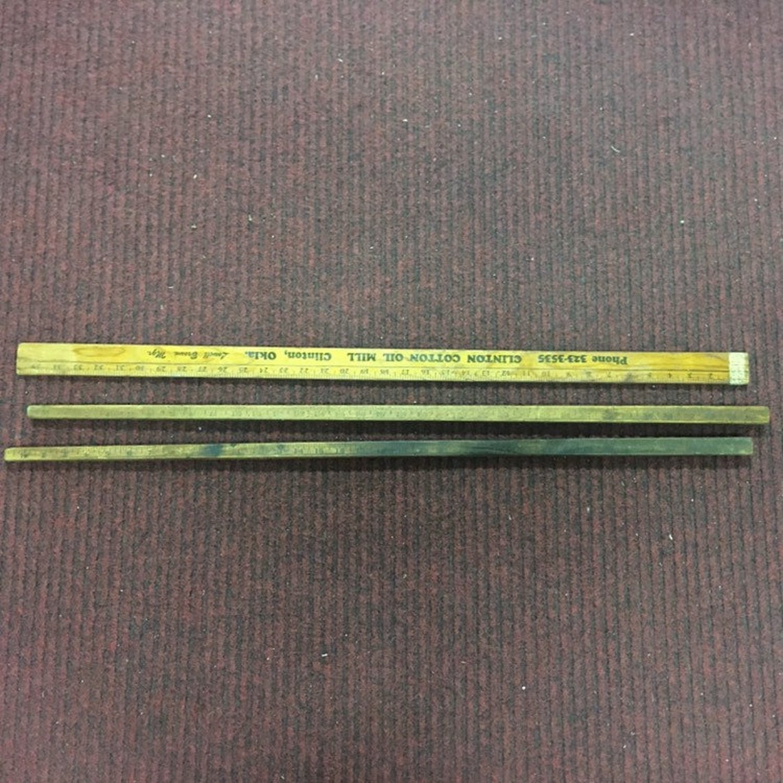 Set of 3 Oklahoma Yard Meter Stick Vintage Advertising Cotton Oil Mill ...