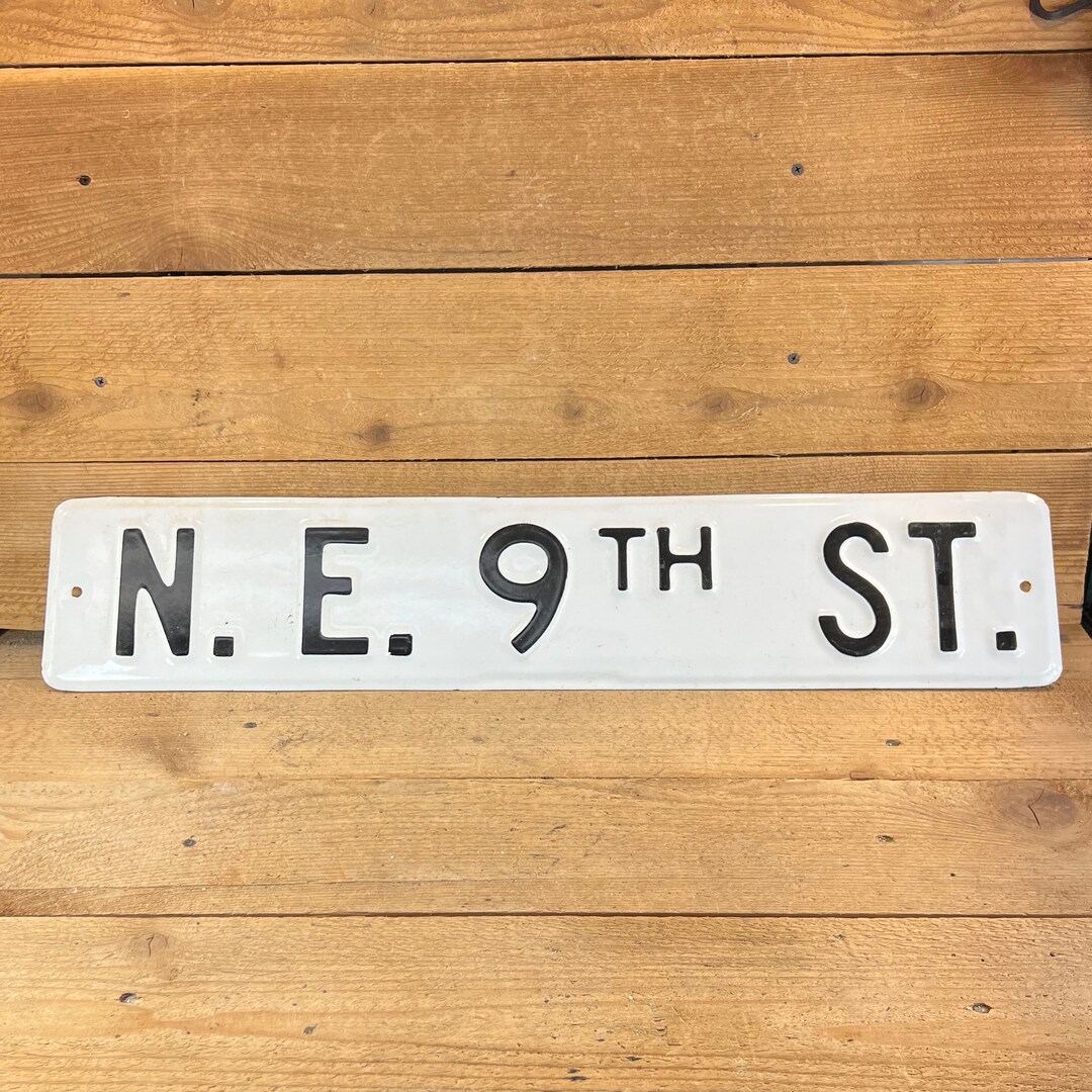 Vintage Original Porcelain Metal Embossed Street Sign 30” N.E. 9th ST ...